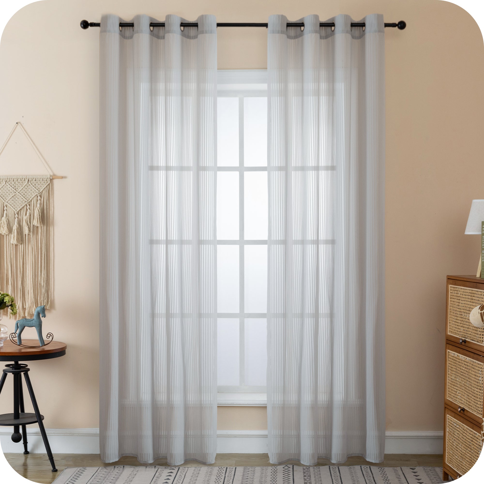 TENDA FILTRANTE FANTASIA A RIGHE VERTICALI 1 PANNELLO 140X285CM GRIGIO ...